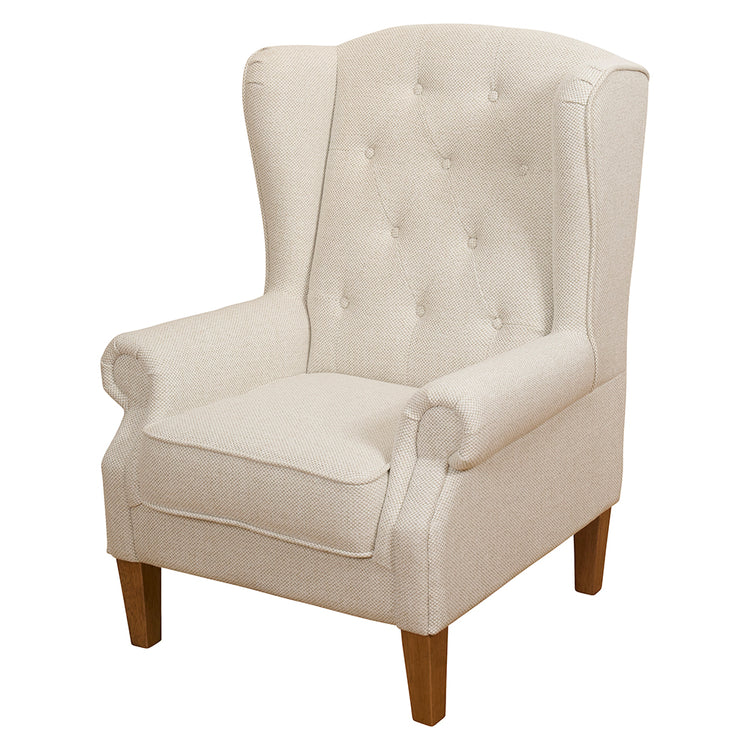 Clifton Light Beige Wingback Chair With Natural Timber Legs