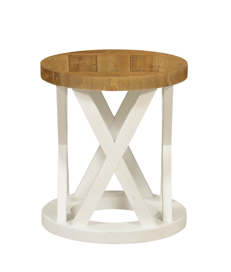 Byron Rustic Tawny Stain And Ivory Washed Round Side Table