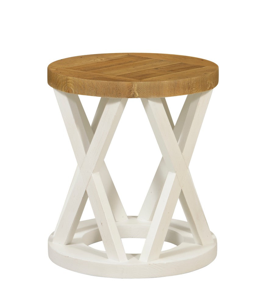 Byron Rustic Tawny Stain And Ivory Washed Round Side Table