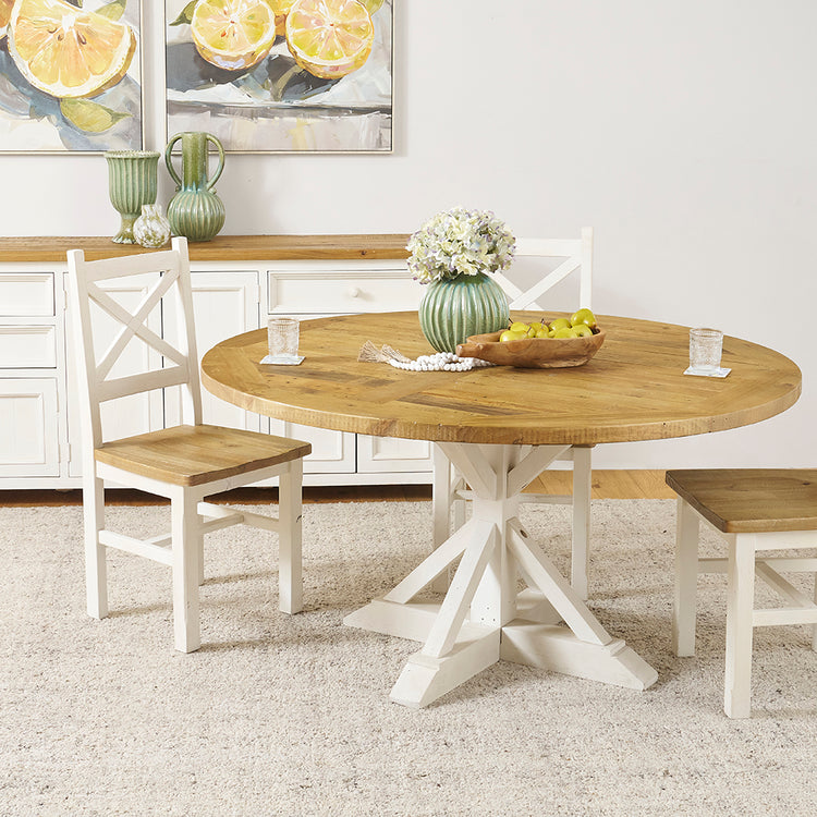Byron 1500 Wooden Round Dining Table with Timber Tops