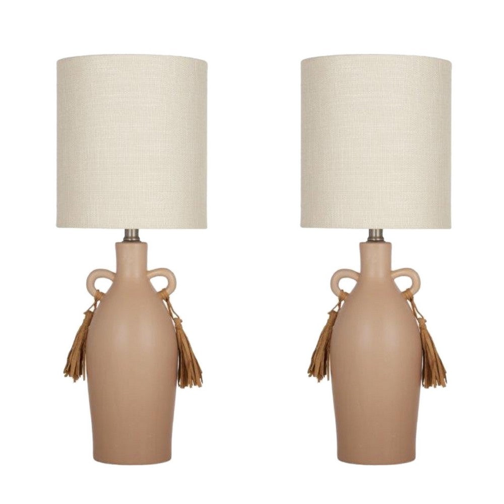 Jinni Ceramic Lamp Clay/White - Set of 2