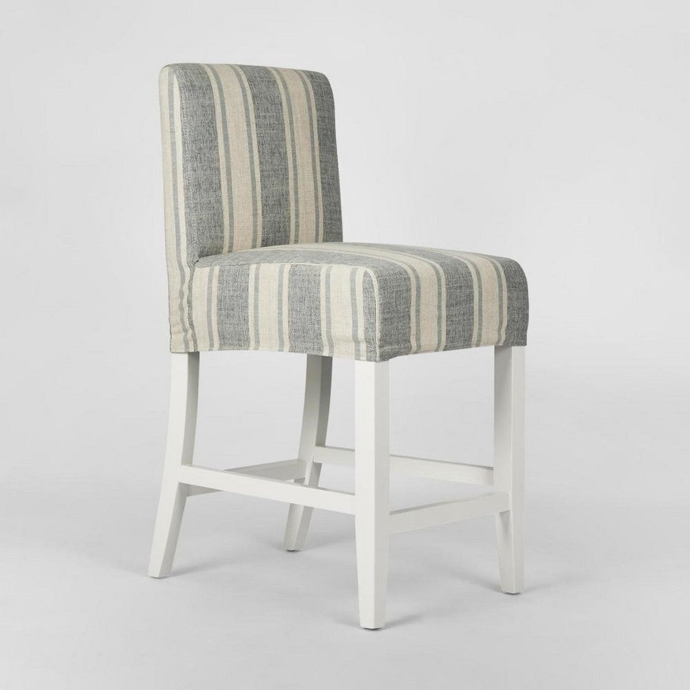 Ville Slip Cover Counter Stool Blue and White Stripe