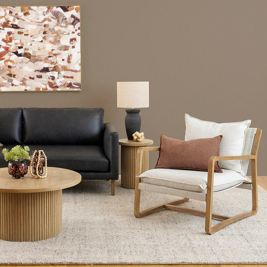 New Lindeman Upholstered Wheat Colour Armchair | 1825 Interiors