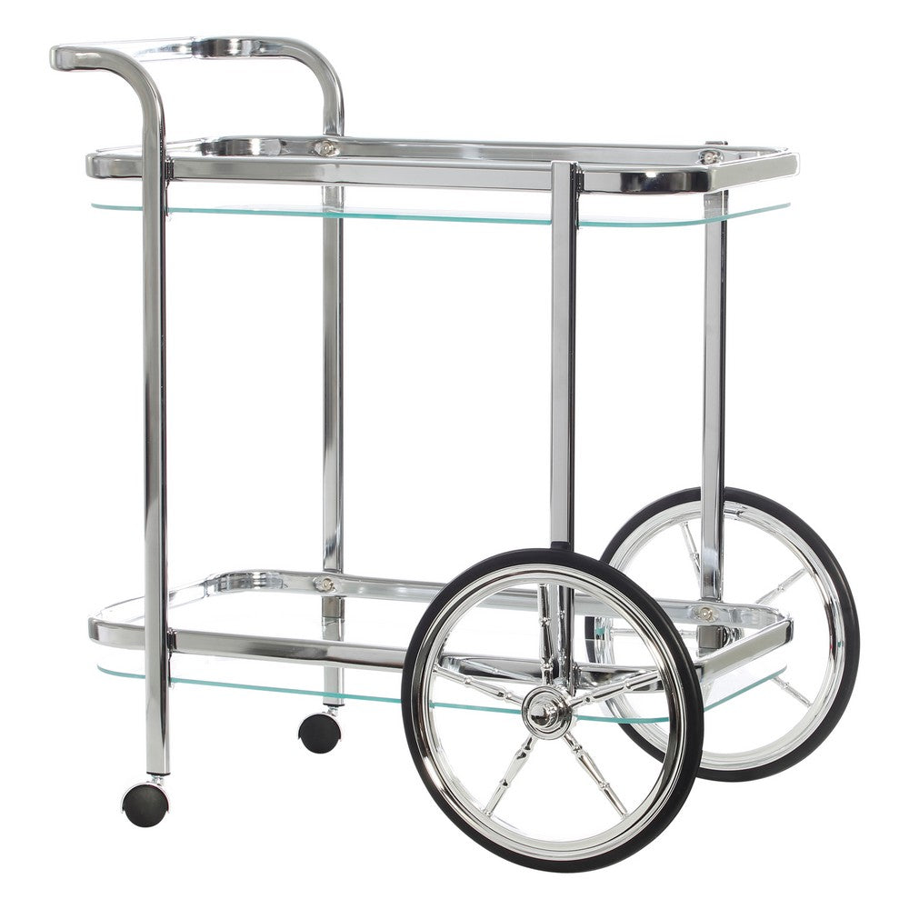 Smith Chrome Glass Bar Cart Clear Rectangular