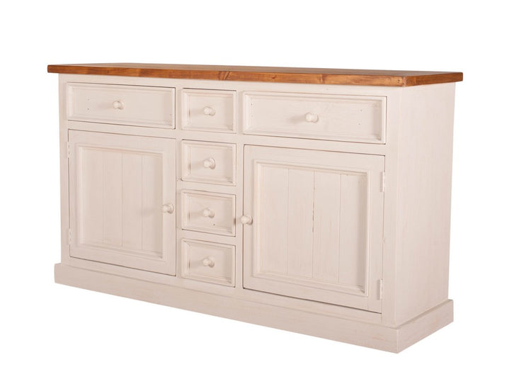 Tuscan Ivory Wash and Honey Coloured Sideboard With Drawers