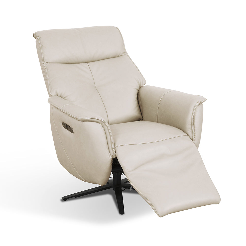 Vance Alabaster Leather Swivel Chair | 1825 Interiors