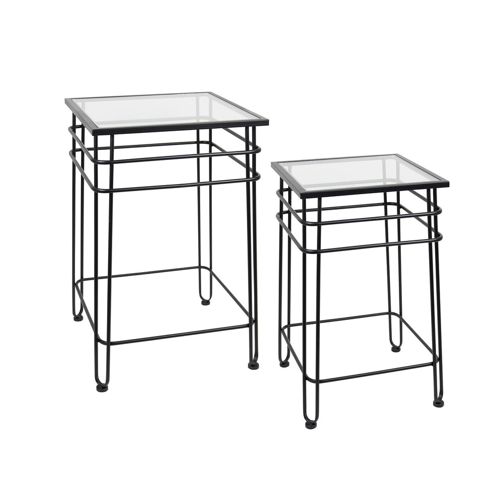 Zara Iron Square Retro Table Black - Set of 2