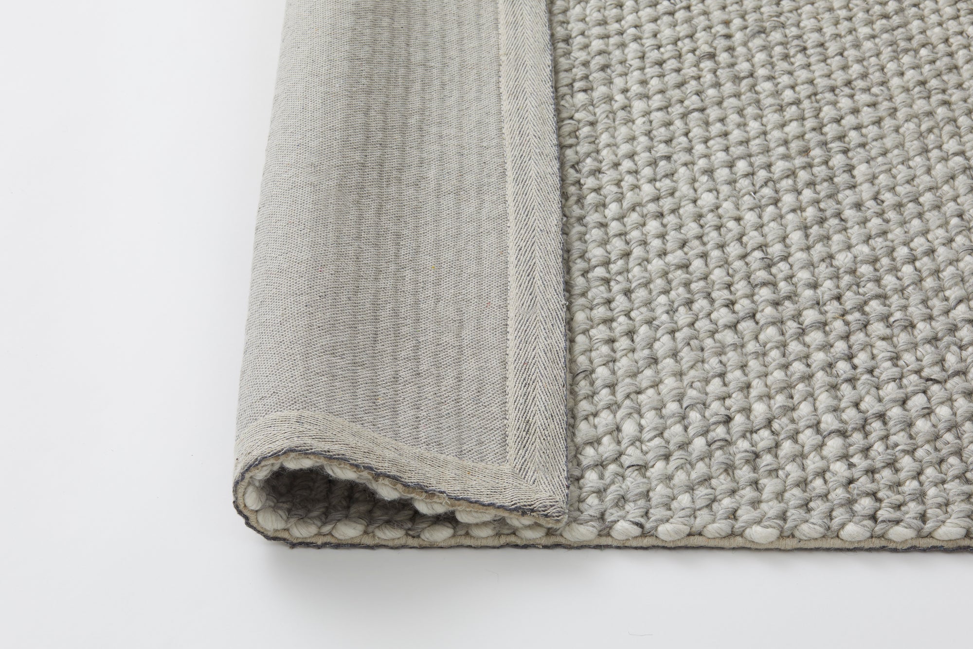 Emerson Handwoven Chunky Textured Plain Rug Feather Large