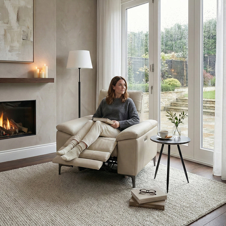 Waldorf Alabaster Leather Recliner Chair | 1825 Interiors