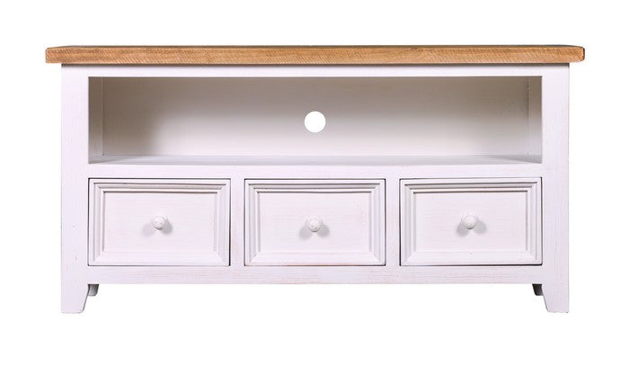 Byron Rustic Tawny Stain And Ivory Washed Small TV Unit