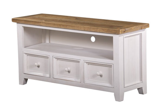 Byron Rustic Tawny Stain And Ivory Washed Small TV Unit