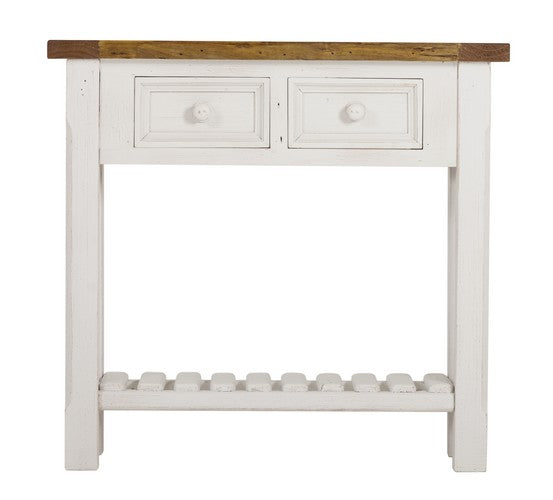 Tuscan Console Table With Slatted Shelf And 2 Drawers