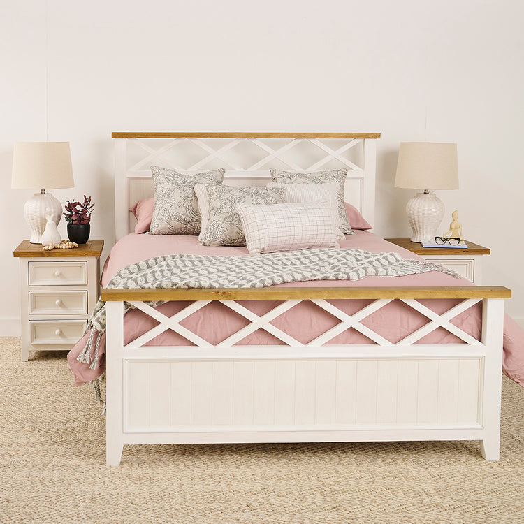 Byron Timber Queen Bed Frame With Cross Headboard And Foot