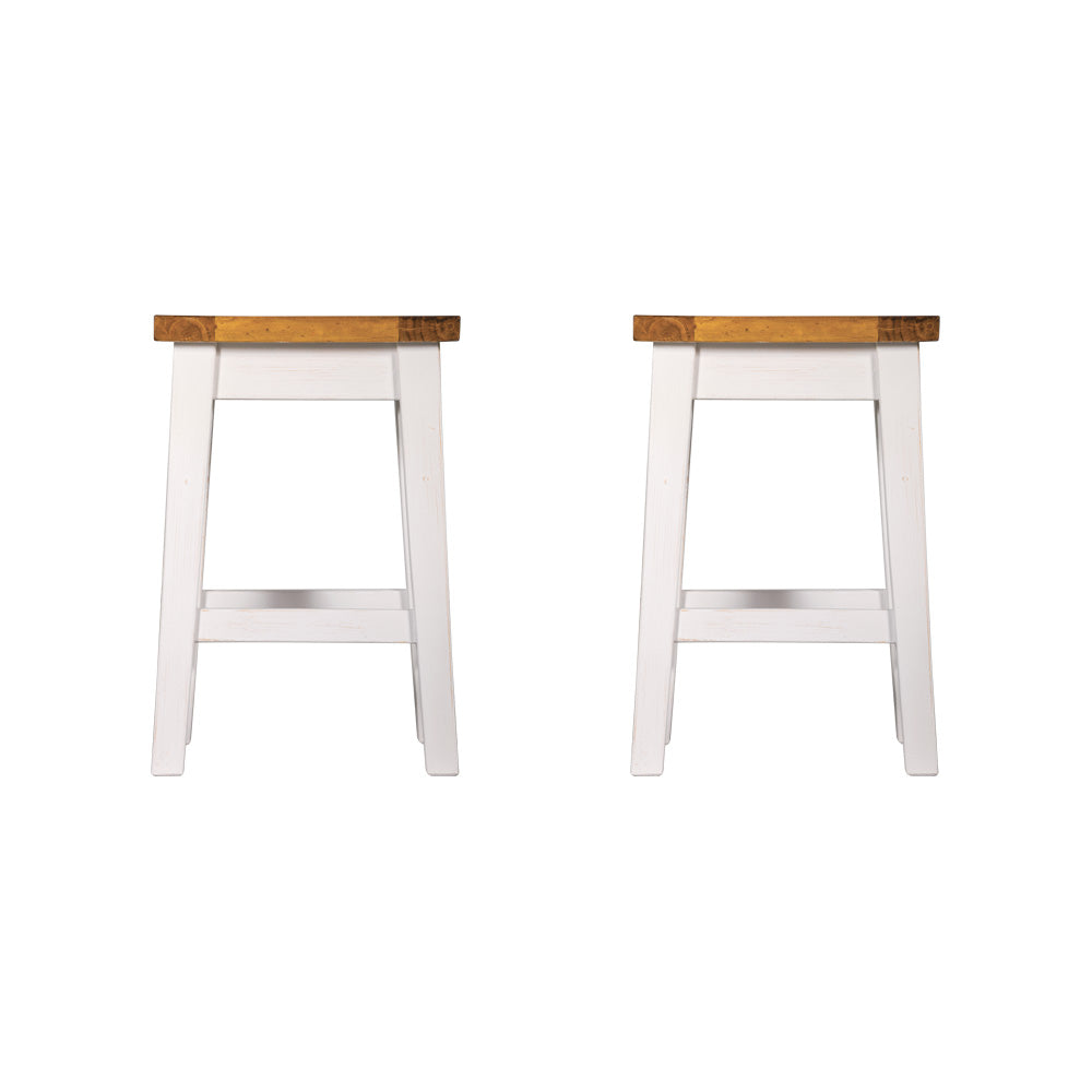 Tuscan Set of 2 Honey-coloured Stain Wooden Stools