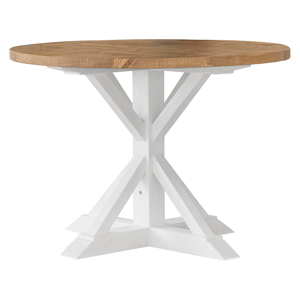Byron 1100 Round Dining Table with Timber Tops | Ivory Wash