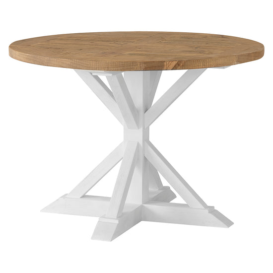Byron 1100 Round Dining Table with Timber Tops | Ivory Wash