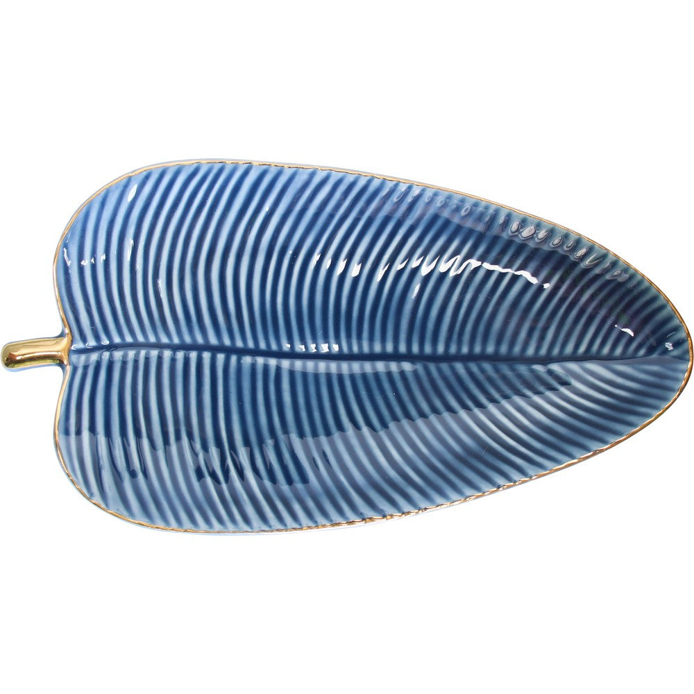 Blue/Gold Leaf Plate | Afterpay | Zip Pay | 1825 Interiors