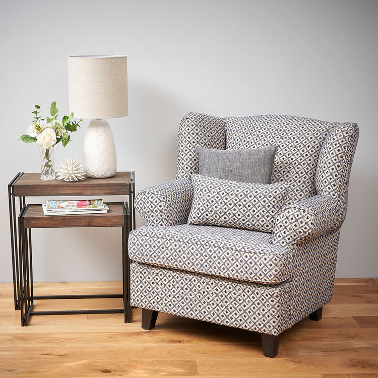 Chester Warwick Adelaide Navy Wing Chair | 1825 Interiors