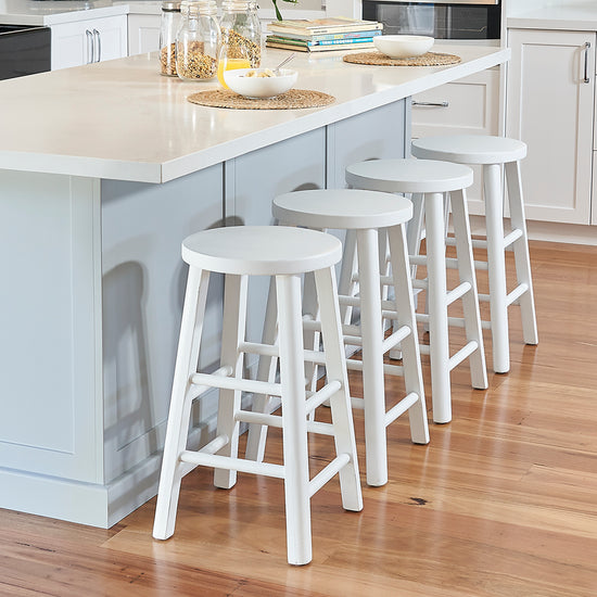 Sallys Antique White Round Stool | 1825 Interiors